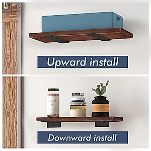 Starunder 6 Pack Floating Shelf Brackets, 8 inch Heavy Duty Industrial Shelf Bracket, Black Metal L Brackets for Shelves Support DIY(1/5 Inch Thicked)