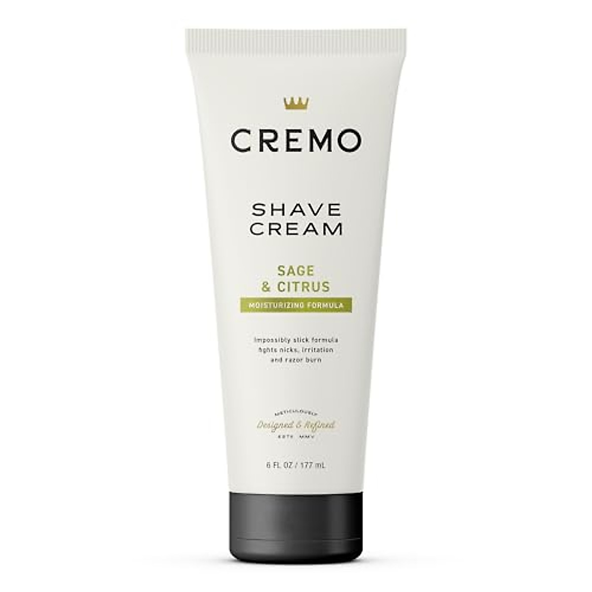 Cremo Sage & Citrus Shave Cream, Astonishingly Superior Ultra-Slick Shaving Cream for Men, Fights Nicks, Cuts and Razor Burn, 6 Fl Oz