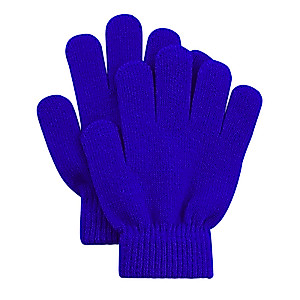 6 Pairs Kids Magic Gloves Winter Warm Full Fingers Gloves Soft Knitted Mittens for Baby Boys Girls Maroon&Plum&Green