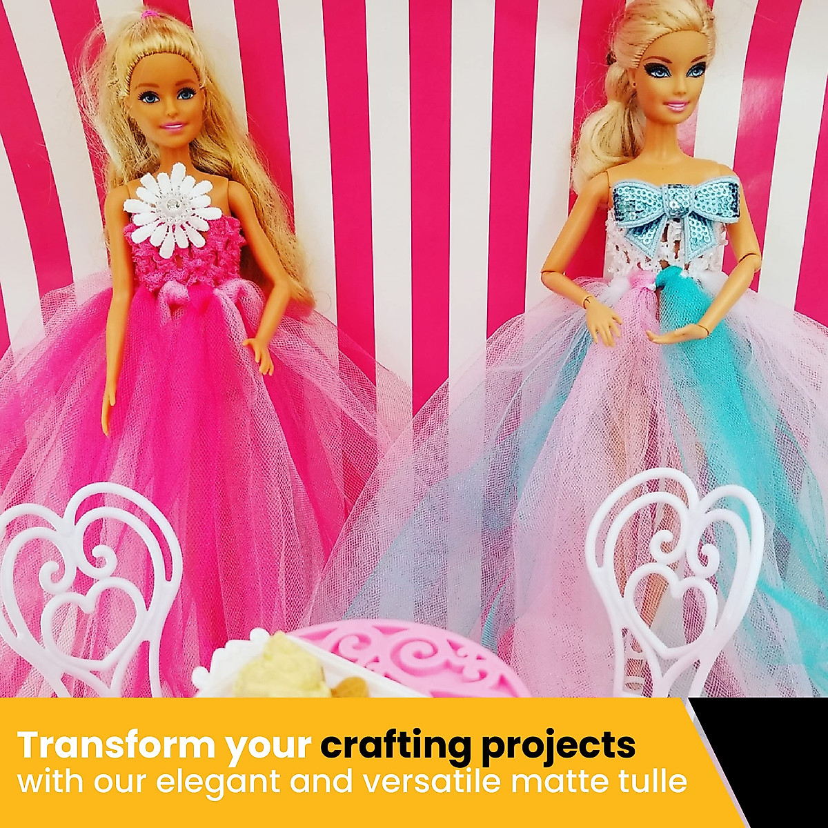 Expo International Decorative Matte Tulle Spool of 6 Inch X 25 Yards | White