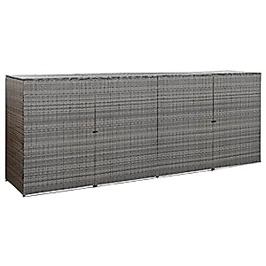Quadruple Wheelie Bin Shed,Garbage Bin Shed,Outdoor Garden Patio Storage Shed,for Garbage Cans,Bin Shed for Patio Backyard Garden Anthracite 120.1"x30.7"x47.2" Poly Rattan