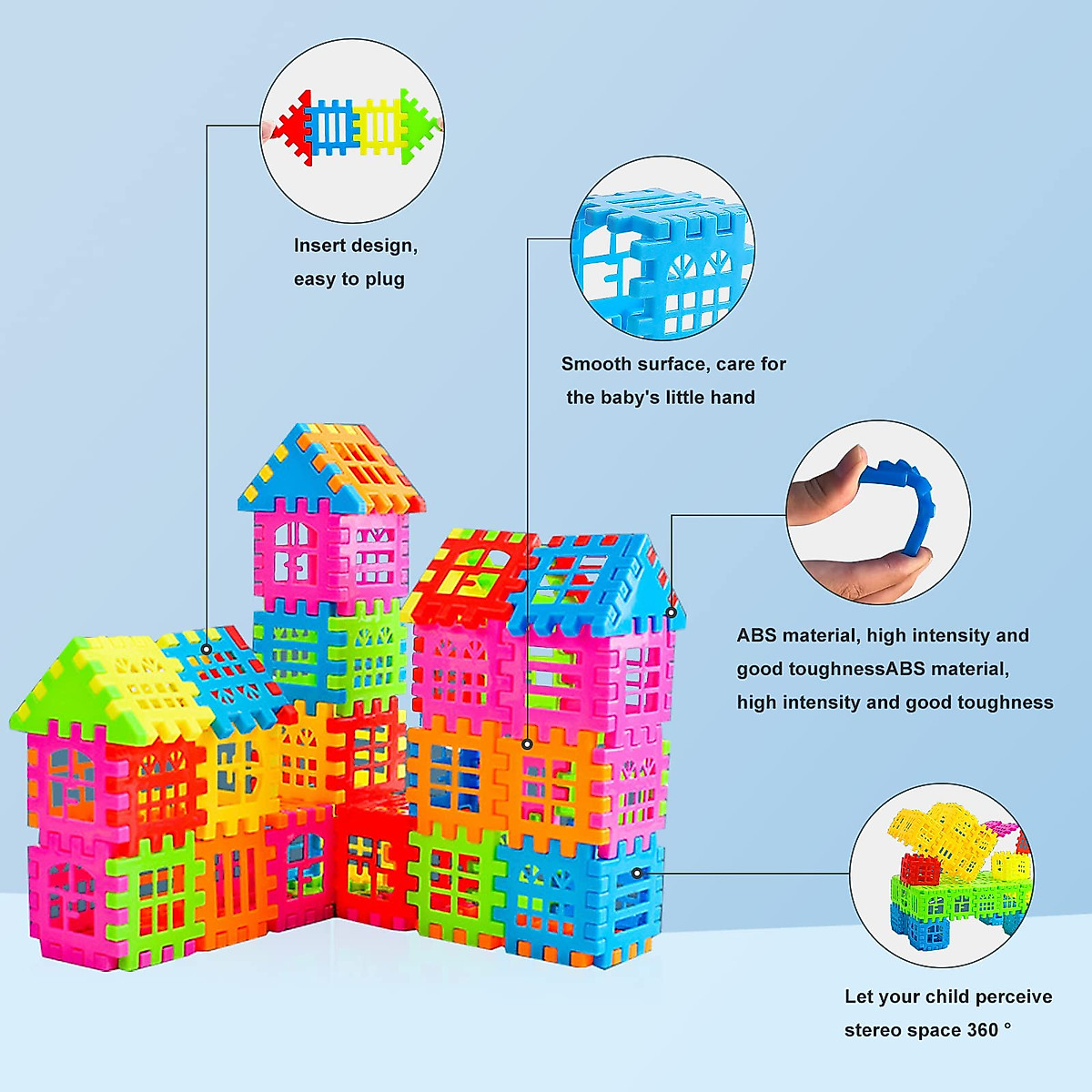 MICHLEY Toddler Toys Number Blocks Big Particle Plastic Smooth 100 PCS Building Blocks Splicing intersting Puzzle Play Toys for Kids 3+