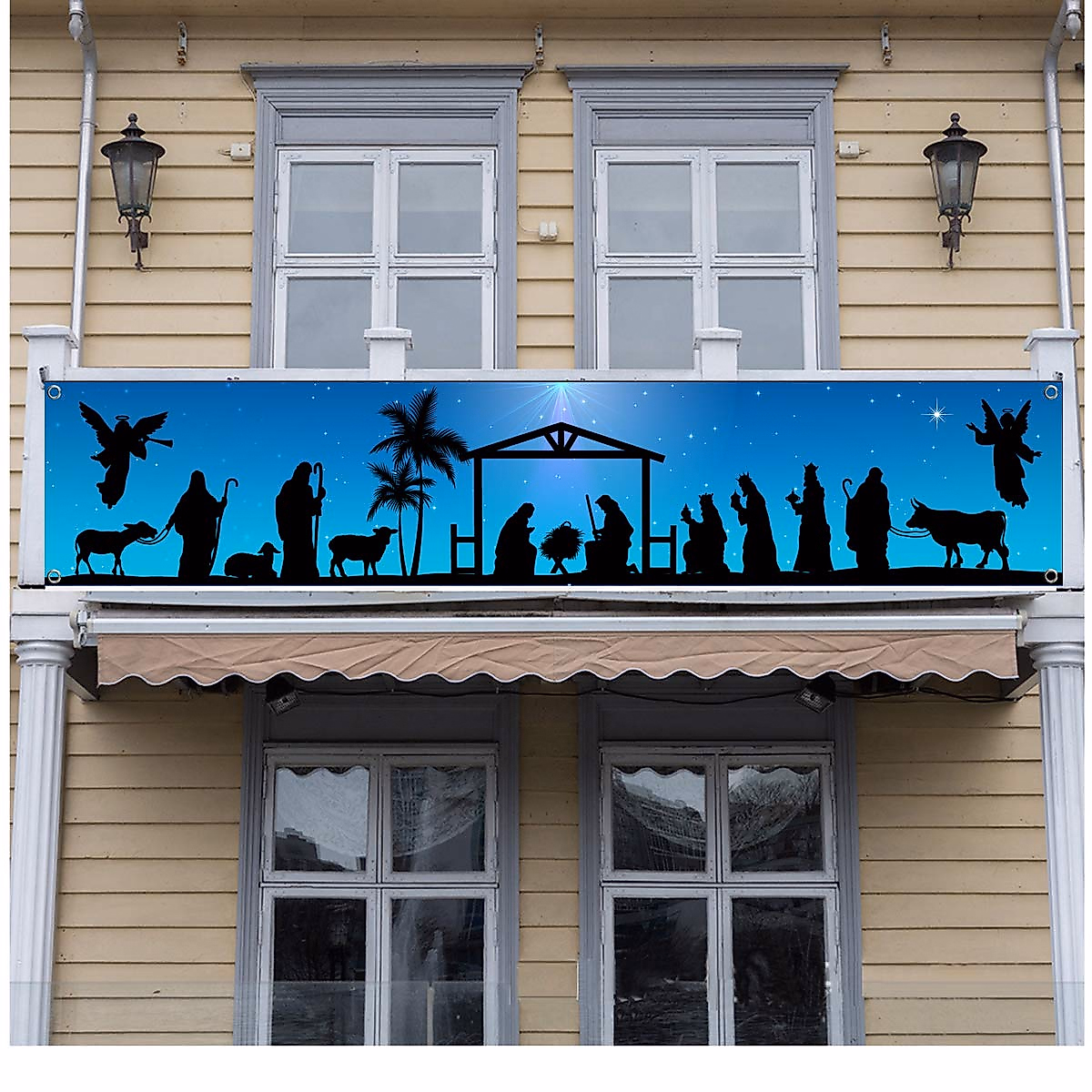 Manger Scene Religious Christmas Yard Signs-Holy Nativity Christmas Banner Large Xmas Yard Sign for Religious Christmas Decoration