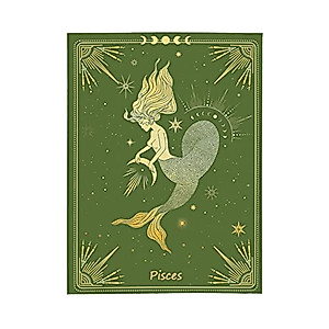 Pisces Zodiac Blanket Constellation Flannel Fleece Throw Blanket with Lucky Colors Winter Warm Astrology Gifts Blanket for Home Bed Couch 60"X50"