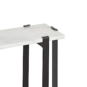 Silverwood Console Table, 8.38 L x 30.16 W x 30.16 H in, Faux Marble and Black