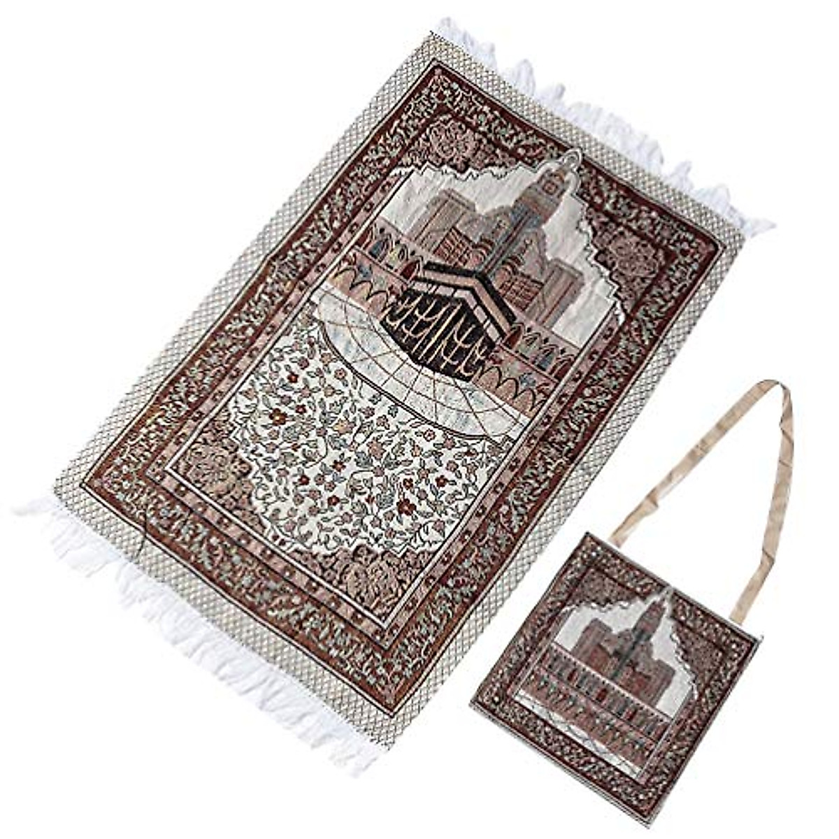 VOSAREA Muslim Prayer Rug Tassel Geometric Printing Prayer Mat Portable Carpet for Meditation Pilgrimage