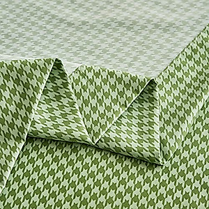 UOZZI BEDDING Rhombus Comforter Sheet Set 7 Pieces Bed in a Bag White Green Yellow Diamond Queen Size (1 Comforter 2 Pillow Shams 1 Flat Sheet 1 Fitted Sheet 2 Pillowcases)