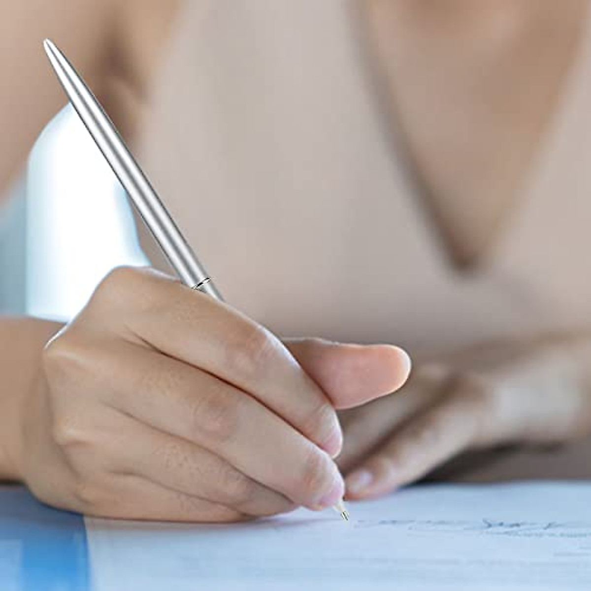 Cobee® Aesthetic Metal Ballpoint Pens, 4 Pieces 1mm Retractable Rollerball Pens Cute Metallic Ball Point Pen Black Ink Pastel Pens School Office Supplies Gift for Business Office Students Teachers