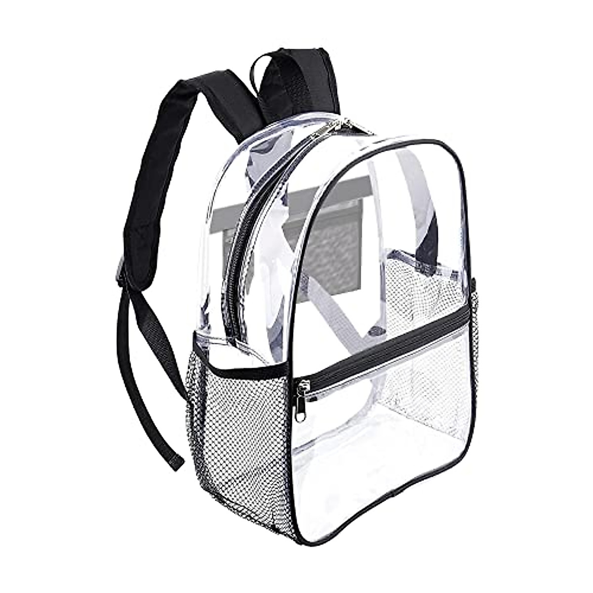 Winterlace 12 Pack 16" Clear Backpack Transparent Heavy Duty Water Resistant PVC for Sports, Stadiums, Festivals, Concerts (3 Assorted Styles)