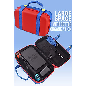 Ravol Carrying Case for Nintendo Switch, Portable Storage Bag for Nintendo Switch Organization - Blue/Red