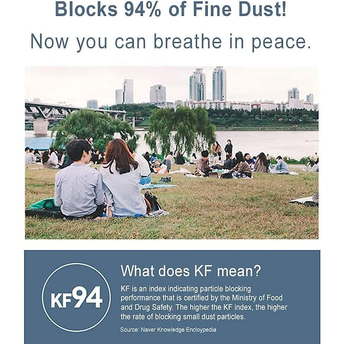 (50 Count) Good Manner KF94 Protective Face Safety Mask (White) Made in South Korea