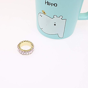 HSQYJ Rainbow Baguette Band Ring Eternity Band Cubic Zirconia Ring Gold Plated Fashion Luxury Jewelry Crystal Cocktail Rings for Women Gift