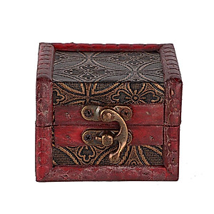 Wood Storage Box Mini Antique Jewelry Box Small Box Chinese Retro Nostalgic Wooden Multifunctional Desktop Storage Box Beautiful and Practical Convenient Storage of Jewelry and Makeup Tools(red)