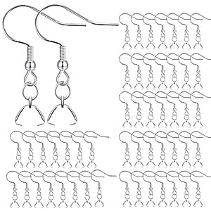 Earring Hooks 50PCS/25Pairs, Stainless Steel Ear Wires Fish Hooks, Hypo-allergenic Jewelry Findings Parts for DIY Jewelry Making