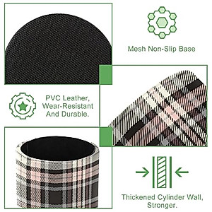 VIOQXI Pencil Pen Cup Pot for Classroom, Women's Makeup Brush Holder, Classic Plaid Check Pattern Black Gray Round Pencil Caddy Desk Organizer, Stationery Supplies