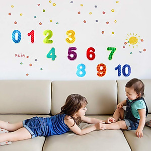 OOTSR 1-10 Number Wall Decals, Removable Wall Decals Stickers Decor, Colourful Number Wall Stickers for Nursery Bedroom Living Room décor