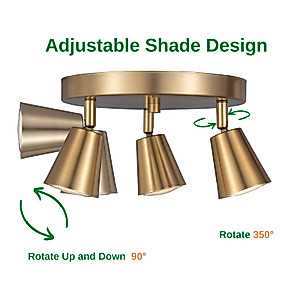 CRAFTRONOS 3 Light Track Lighting Kit, Matt Brass Finish Canopy with Moden Flush Mount Ceiling Spotlight for Kitchen,Dining,Living Room,Home Improvement