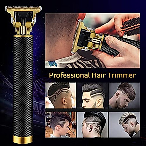 PXLISIE Hair Clippers for Men, Professional Hair Trimmer T Blade Trimmer Zero Gapped Trimmer, Cordless Rechargeable Beard Trimmer Shaver Hair Cutting Kit with Guide Combs (Black)