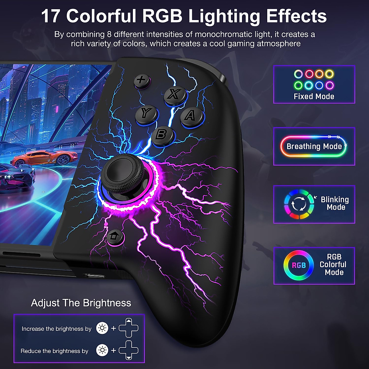 Spican Switch Controllers for Nintendo Switch/Switch OLED Controller, Switch Wireless Pro Controller One-Piece Joypad, Full-Size Ergonomic Handheld Mode Controller Gamepads Standard Controllers