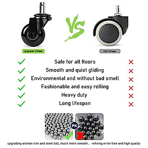 Office Chair Caster Wheels,2 Heavy Duty Desk Chair Wheels Replacement for Hardwood Floor,Smooth&Silent Swivel Wheels, 7/16”X 7/8”Universal Fit for Herman Miller,Game Chairs(not fit IKEA Chairs)