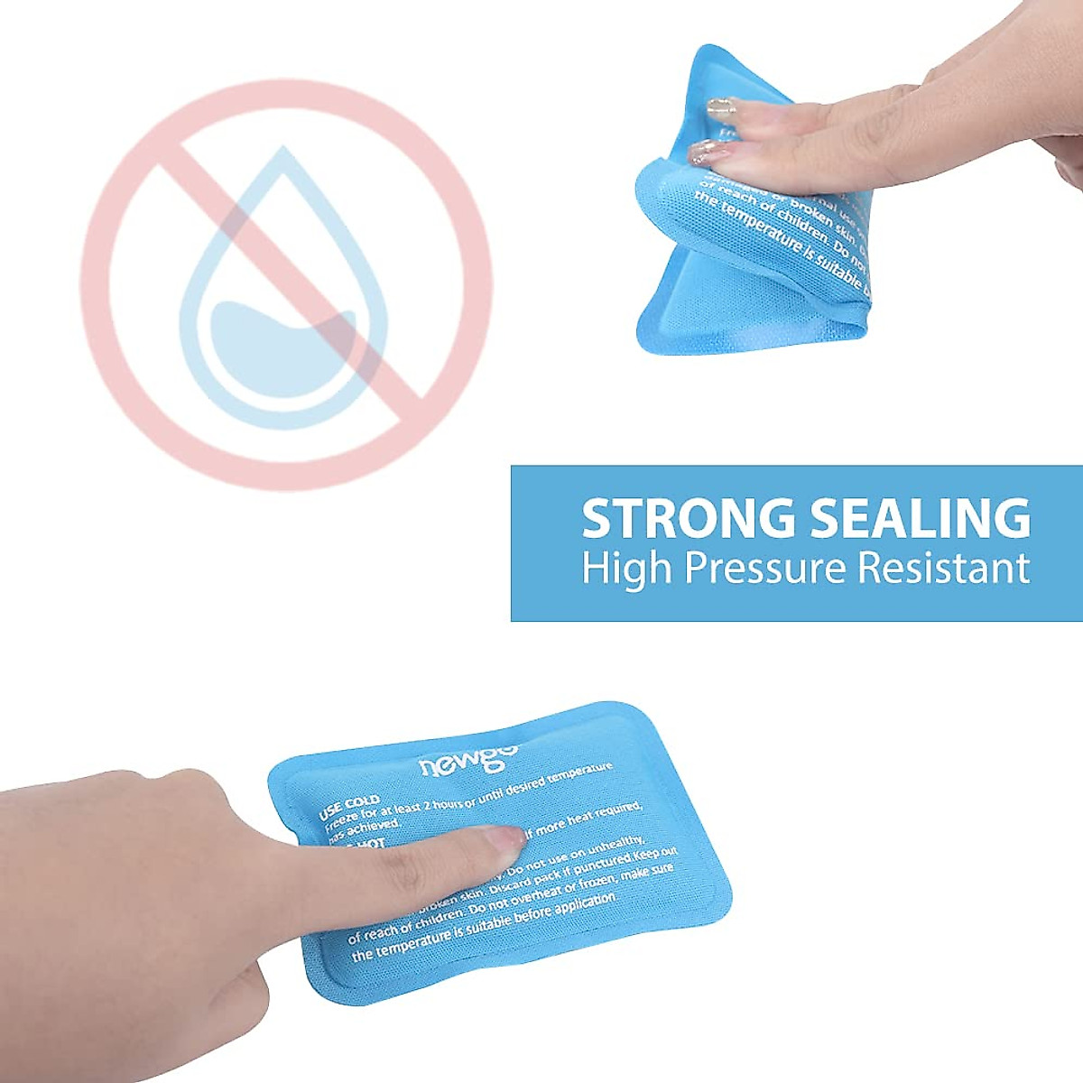 NEWGO Mini Ice Packs (6 Packs) Gel Cold Packs for Injuries Reusable, Face Ice Pack for Face Surgery, Teeth Pain, Tired Eyes, Kid's Boo Boos, Bruises, Headaches,Breastfeeding 4.5"X 3.2" Blue