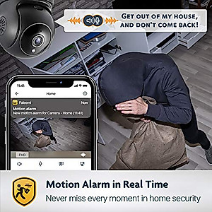 faleemi Wireless Security Camera, WiFi Pet Camera, Indoor Pan/Tilt Smart Security Camera with Cell Phone App, Night Vision, Motion Detection for Home/Office/Dog/Baby