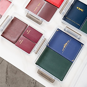 Citylife 3 PCS Plastic Storage Bins with Latching Lids Portable Project Case Clear File Box Stackable Storage Containers for Organizing A4 Paper, Photo, Document, Scrapbook