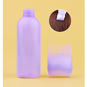 Yebeauty Root Comb Applicator Bottle, 2 Pack 6 Ounce Hair Oil Applicator Bottle for Hair Dye Bottle Applicator Brush with Graduated Scale- Purple
