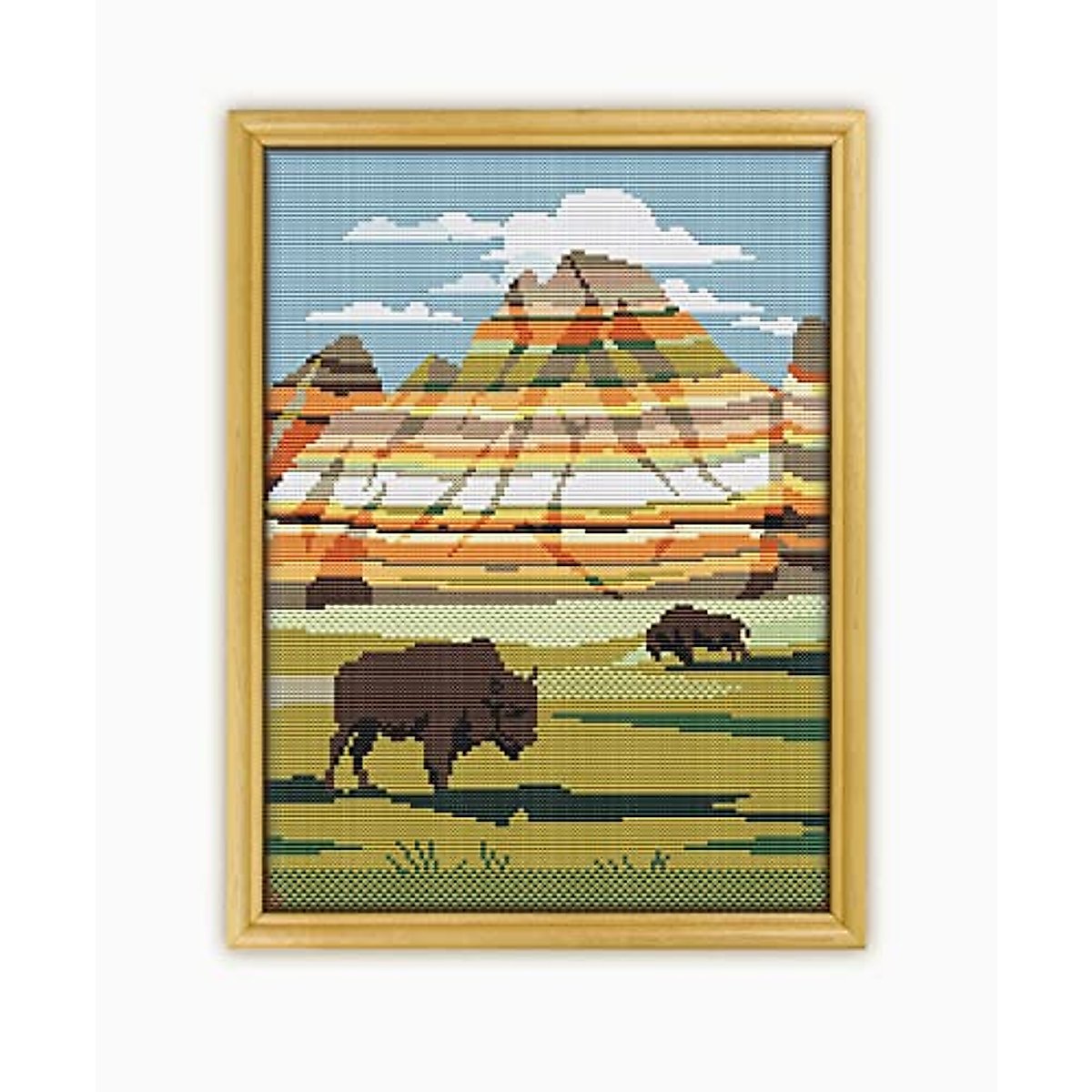 Badlands National Park CS456-2 - Counted Cross Stitch KIT#2. Set of Threads, Needles, AIDA Fabric, Needle Threader, Embroidery Clippers and Printed Color Pattern Inside.