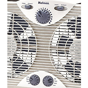 Holmes Dual 8" Blade Twin Window Fan with Manual Controls, 3 Speed Settings, White