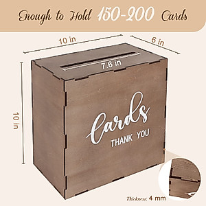 OurWarm Wedding Card Box with Slot, Wood Gift Card Box for Wedding Reception, Rustic Wooden Envelope Money Box for Wedding Party Birthday Bridal Shower Baby Shower Graduation Decorations