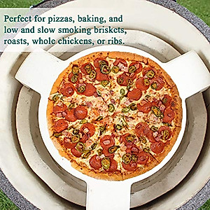 KAMaster Plate Setter Heat Deflector for Medium Big Green Egg,Ceramic Pizza Stone Smoking Stone Big Green Egg ConvEGGtor Accessories Heat Plate Replacement for Kamado Grill