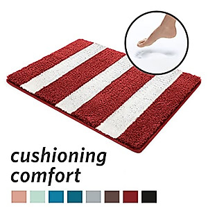 MICRODRY Home Inspirations Collection Soft & Cozy Bath Mats for Bathroom, Memory Foam Bathroom Rugs with Skid Resistant Base, Ultra Absorbent Microfiber Bath Mat, 17x24, Small, Red