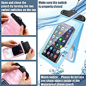 Yexiya 4 Double Space Waterproof Phone Pouch IPX8 Waterproof Phone Case Phone Water Protector Pouch Compatible with iPhone 14/13/12/11 Pro Max/Pro/8 Plus, Galaxy S22/S21/S20/S10/Note 20/10/9 Up to 7''