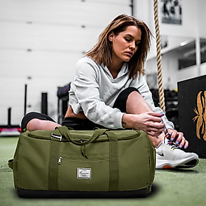 Lyweem Travel Duffel Bag for Men Duffle Bag Large Size for Women Weekender Overnight with Shoes Compartment Multifunctional Gym Bags 60L, Green