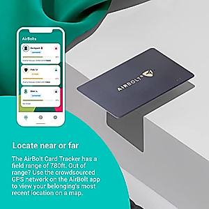AIRBOLT Card Tracker - Rechargeable Bluetooth Tracker Locator - Wallets, Suitcase, Purses, Backpacks, Luggage Finder - Water Resistant, 780ft Range, Separation Alerts, Control with Smartphone