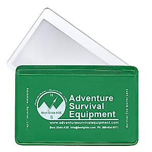 Best Glide ASE Credit Card Size Fresnel Lens Fire Starter and Magnifier Lenses (3 Pack - Green)