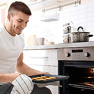 S·KITCHN Bakeware Set, Nonstick Black Cookie Sheets for Oven, Half/Jelly Roll/Quarter Baking Trays, Commercial Grade Baking Pan Set, Dishwasher Safe - 3 Pieces