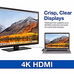 Verbatim 6-in-1 USB C Hub Adapter - 100W Power Delivery, USB 3.0 Ports, SD Card Readers, 3.5mm Audio Port for USB C Laptops + 6FT Monster 4K Ultra HDMI Cable