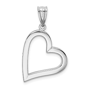 IceCarats 14K White Gold Heart Necklace Love Pendant Charm Only