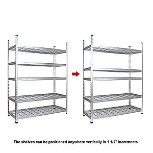 Amazon Basics Heavy Duty Storage Shelving Unit, Double Post, 5 Shelf, High-Grade Aluminum, Silver, 60 x 24 x 78 Inch