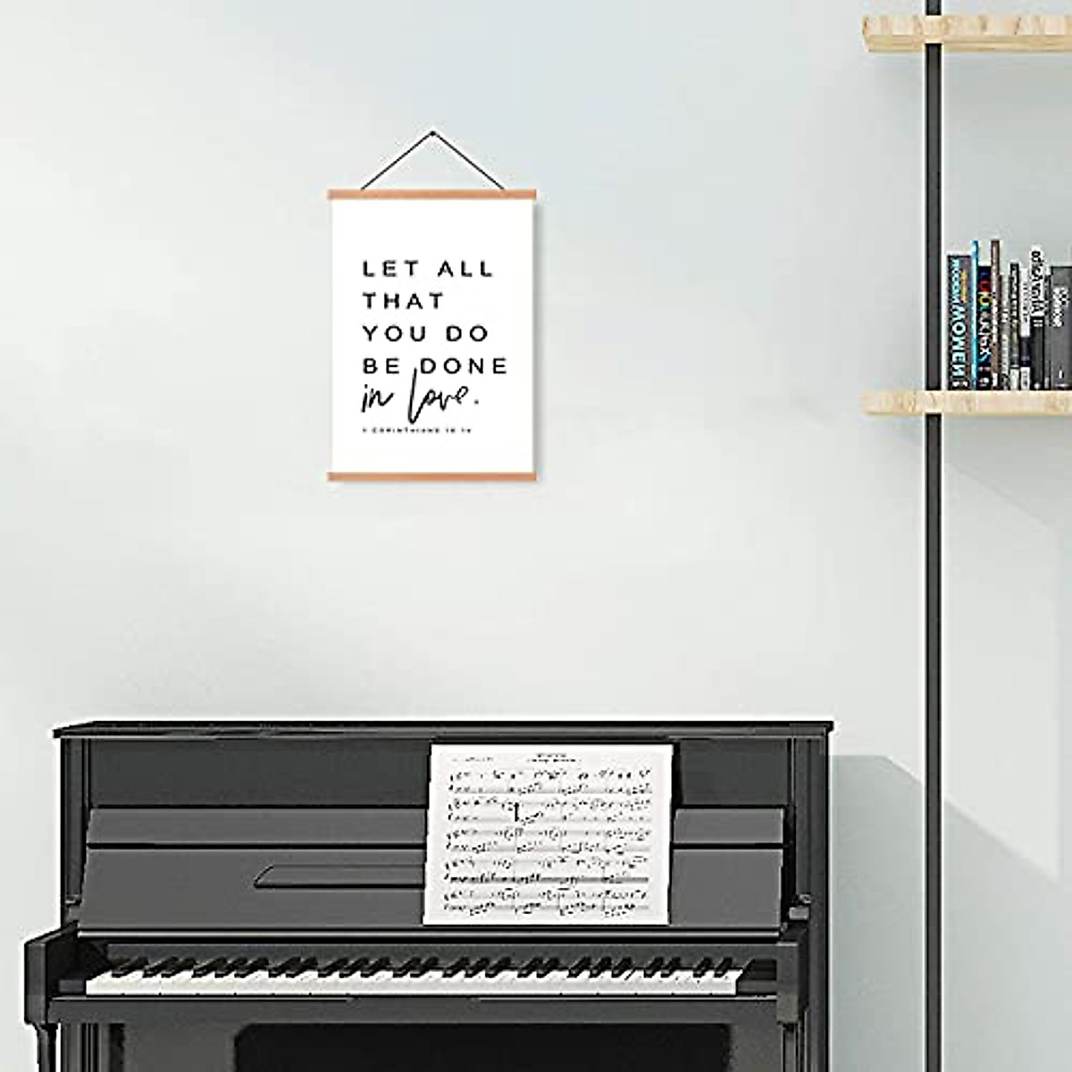 HPNIUB Natural Wood Magnetic Hanger Frame & Canvas Poster-Bible Verse Canvas Wall Art Print Inspirational Typography Positive Art Painting 28X45cm Frames Hanging Kit