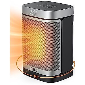 Dreo 1500W Space Heater, 70° Oscillating Portable Heater for Indoor Use, Digital Thermostat, 4 Modes, 12h Timer, Personal Electric Heater PTC Ceramic Heater Quick Safety Heating for Home Office
