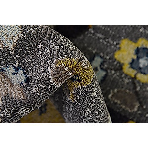 Unique Loom Medici Collection Floral Traditional Vibrant Colors Gray Area Rug (9' 0 x 12' 0)