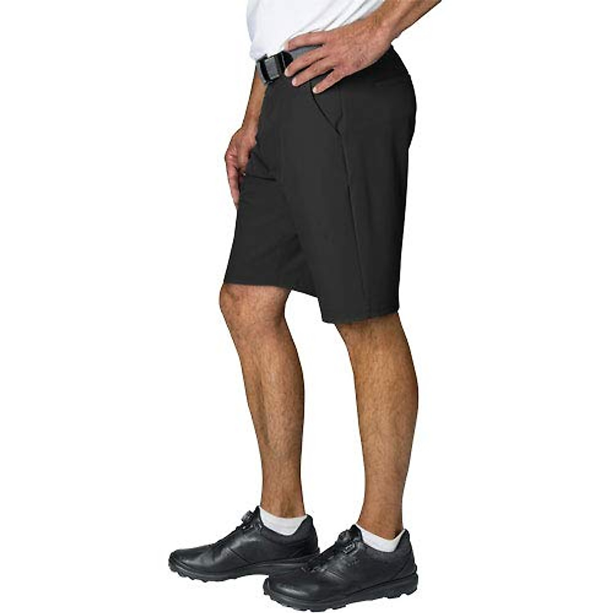 TGW Men's Flat Front Stretch Waist Performance 11.25In Golf Shorts Black 35