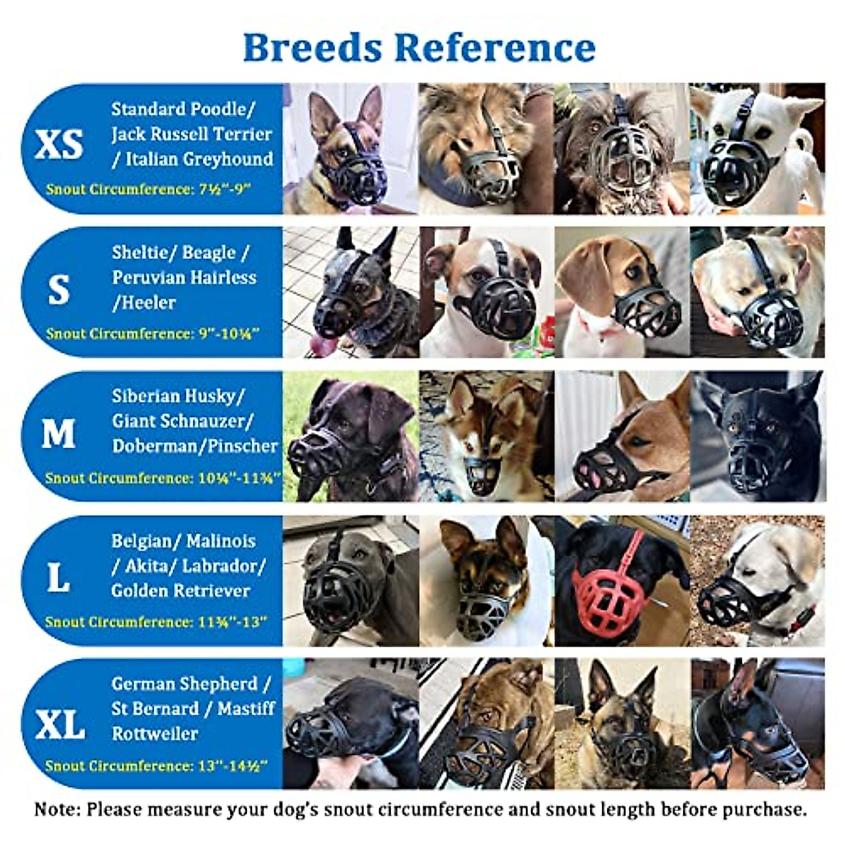 Dog Muzzle, Breathable Basket Muzzles for Small, Medium, Large and X-Large Dogs, Stop Biting, Barking and Chewing, Best for Aggressive Dogs (Large, Black)