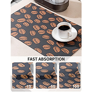 ILANGO Coffee Maker Mat for Countertops Hide Stain Rubber, Non Slip Coffee Bar Mat for Kitchen Counter, Absorbent Dish Drying Mat, Coffee Accessories Fit Under Coffee Espresso Machine 16"*24"