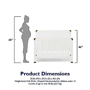 Baby Relax Miles 5-in-1 Convertible Crib, Nursery Furniture, Classic White