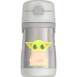 THERMOS Vacuum Insulated Stainless Steel 10oz Straw Bottle, THE MANDALORIAN