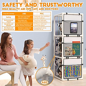 2024 New Extra Large Stuffed Animal Storage Zoo-ABS Plushies Organizer with Colorful Bands and Limit Switches, Creative Display Shelf for Nursery, Playroom, Kid Room,Bedroom (Patent Pending)